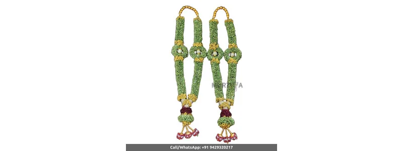South Indian Wedding Garland-Green Cardamom with golden diamond ball ...