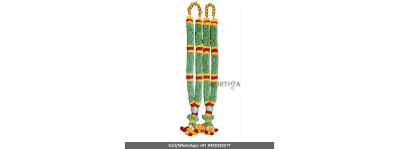 South Indian Wedding Garland-Green Cardamom with yellow and dark rose ...