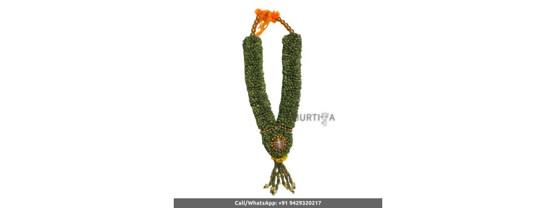 South Indian Wedding Garland-Green Cardamom with golden beads with ...