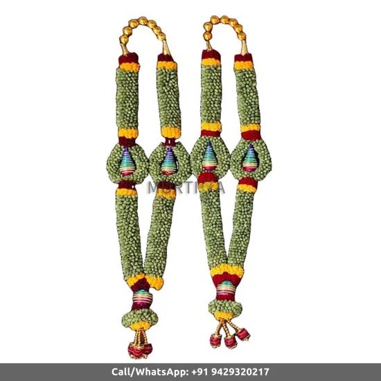 Wedding Mala-Green Gold Cardamom Garland with marigold decoration ...