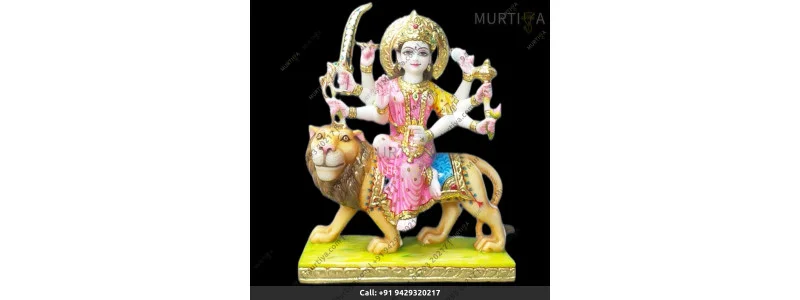 Shop a Durga Maa with light red and light blue colour matt online at ...