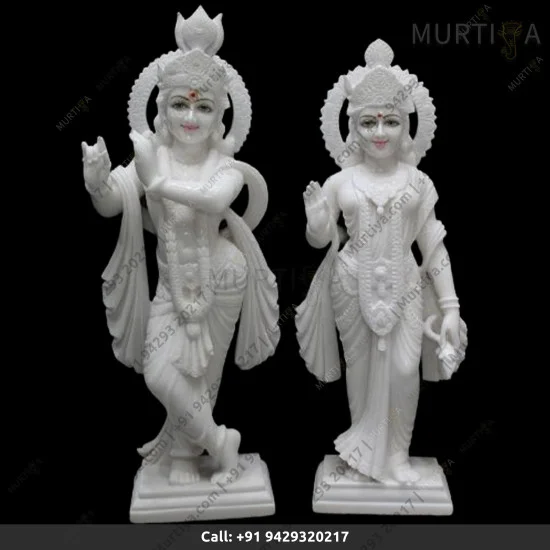 Pure white Marble Radha Krishna with Red Bindi and Tilak only | Custom ...