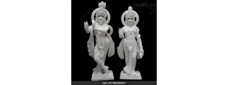 Pure white Marble Radha Krishna with Red Bindi and Tilak only | Custom ...